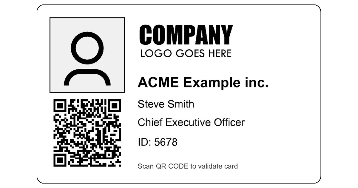 Horizontal Employee Card with QR Code | ID Card Template | IDpack Cloud