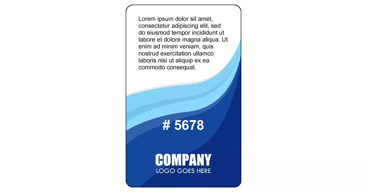 Modern blue wave background ID card with text block, logo and ID for ...