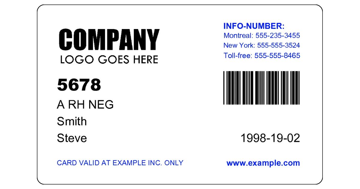 School or membership card with many information to print | ID card ...