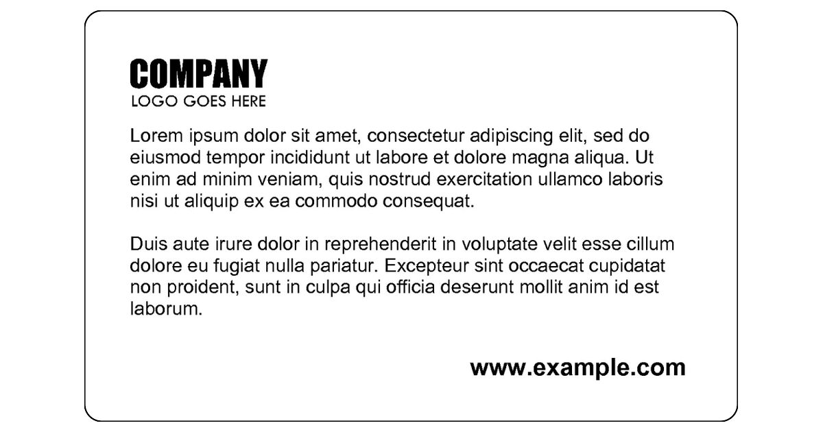 Basic Series landscape card design for backs with text block and logo ...