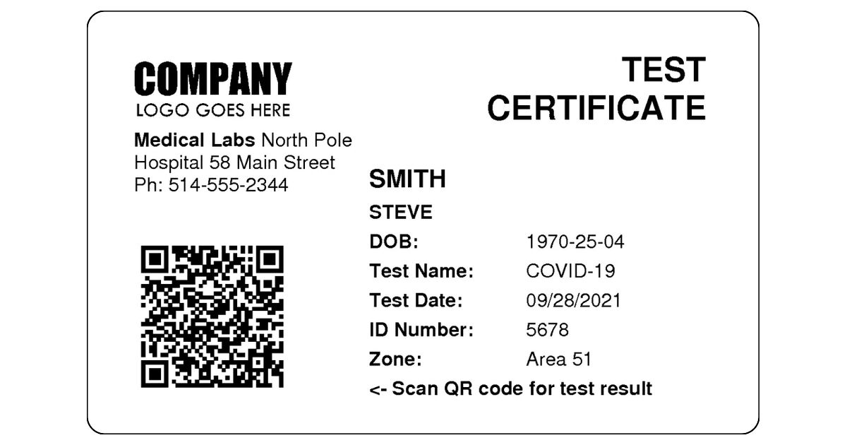 Test Certificate | ID Card Template | IDpack Cloud
